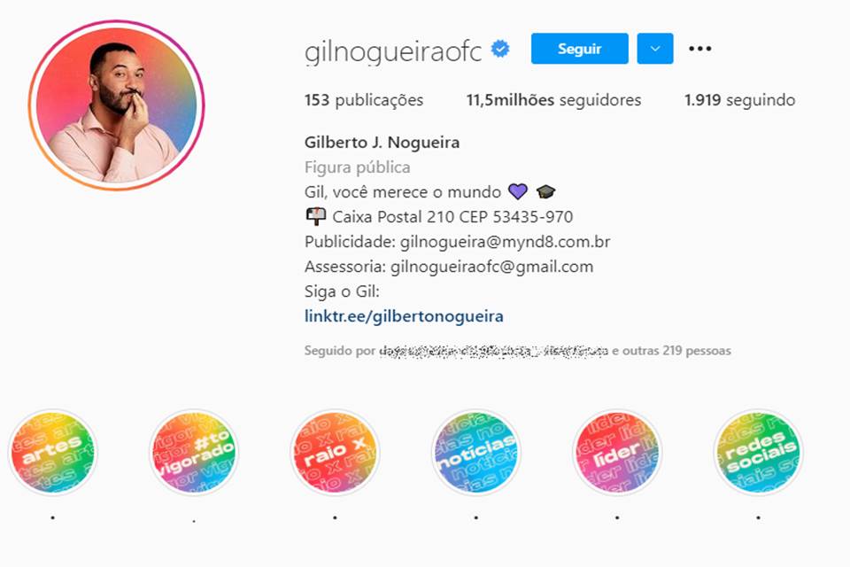 Vigorou. Gilberto se torna o ex-BBB mais seguido do Instagram | Metrópoles